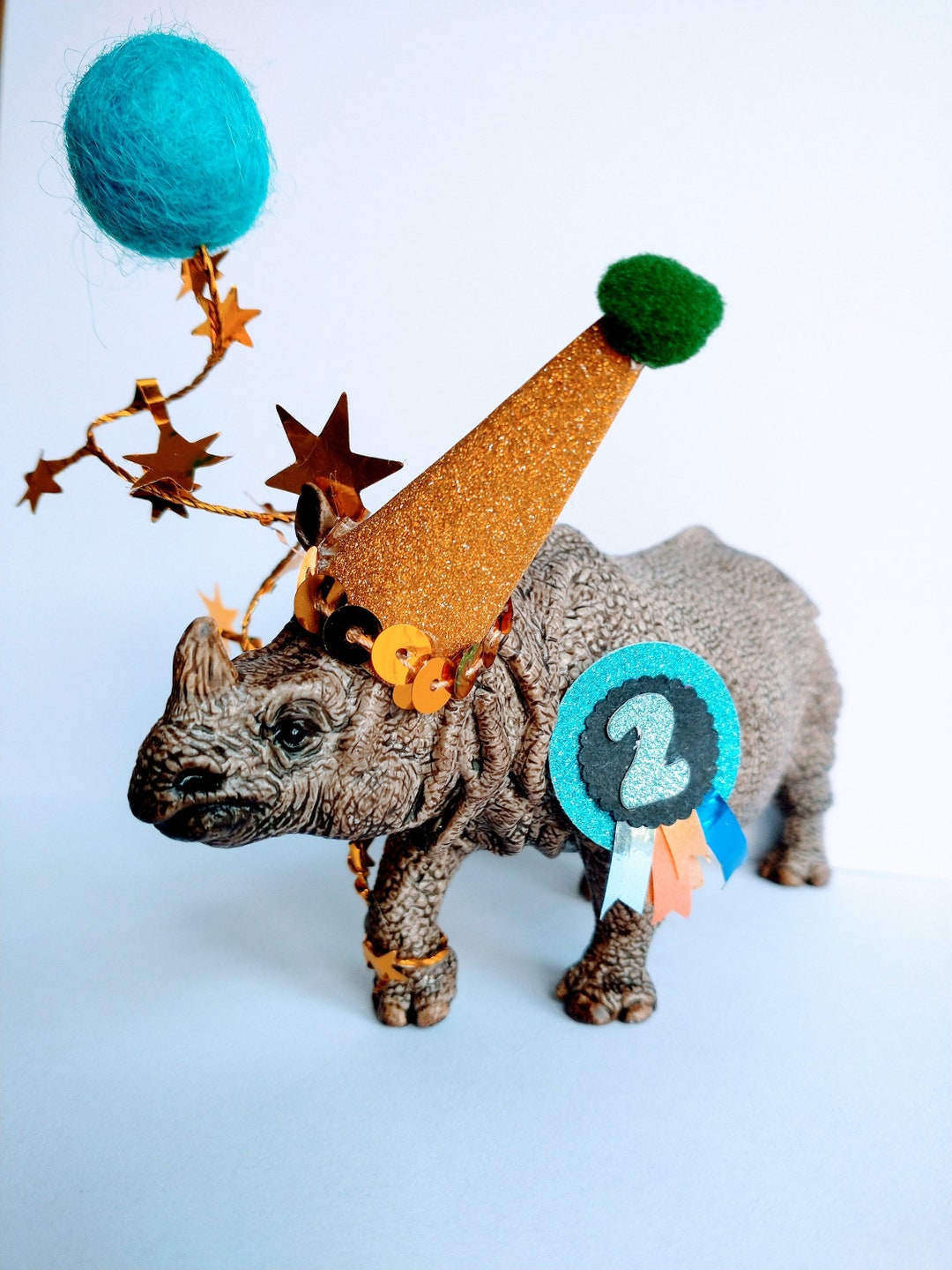 Schleich Rhino Cake Topper, Includes a Mini Personalized Flag, Add Your ...