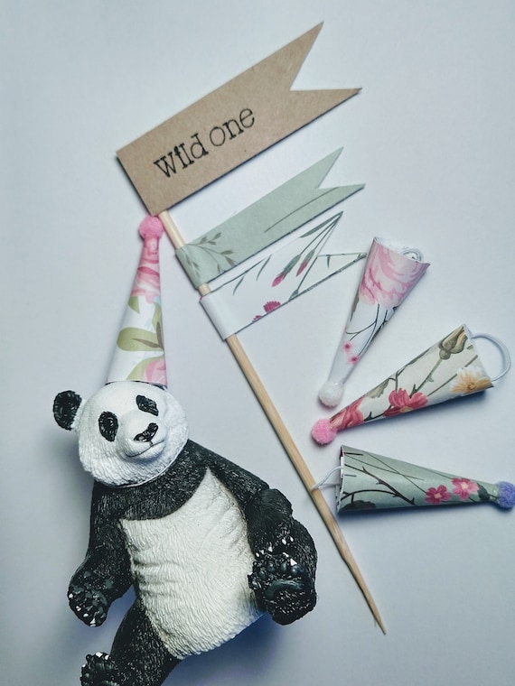 Set of party hats For your Cake Topper animals removable | Etsy