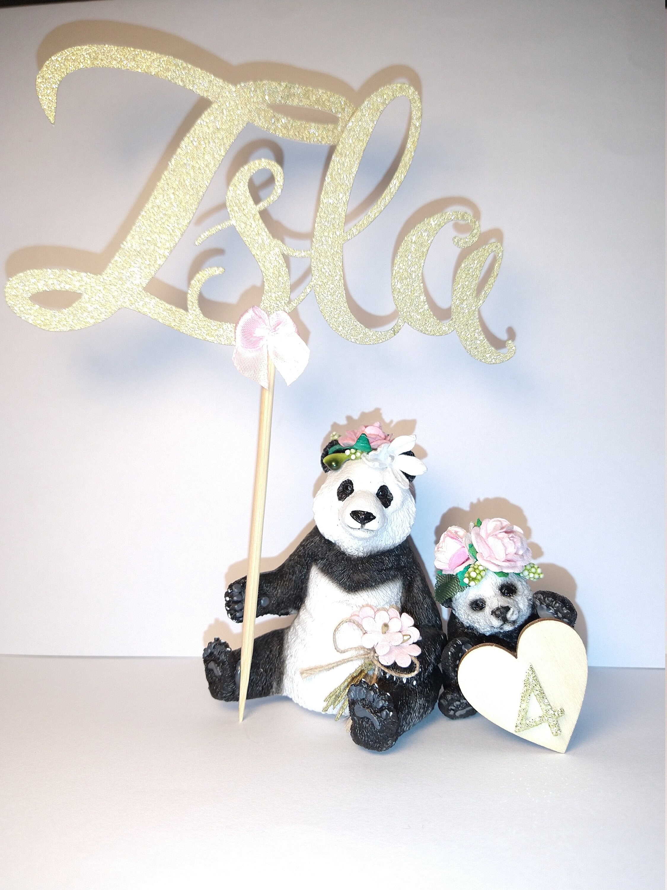 Schleich Panda Cub Cake Topper Floral Crown Personalized | Etsy
