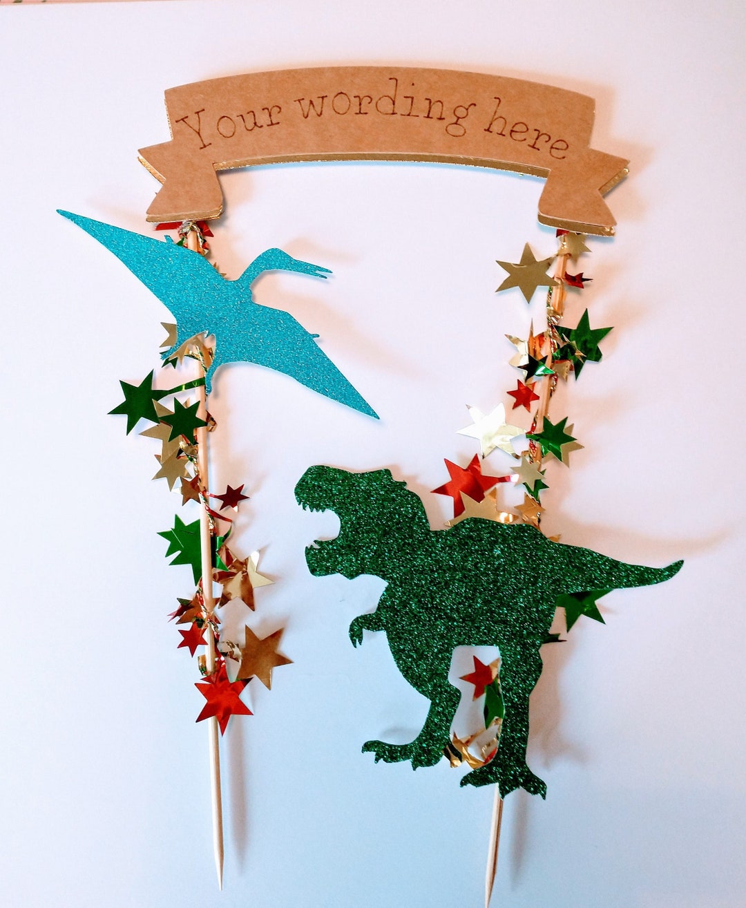 Dinosaur Personalized Cake Topper by Journey to Hygge, Includes Four ...