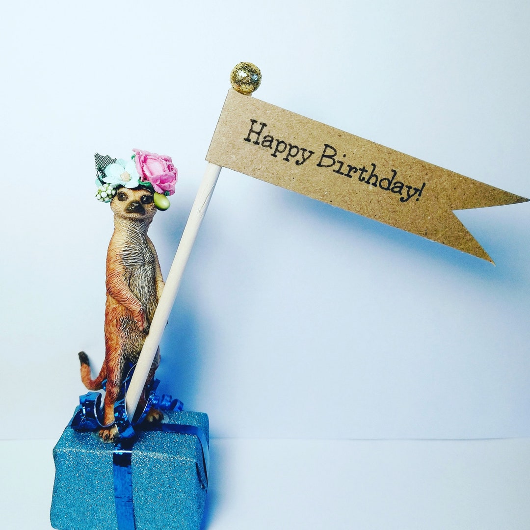 Meerkat Cake Topper Animal, With Mini Personalized Flag, Choose a ...