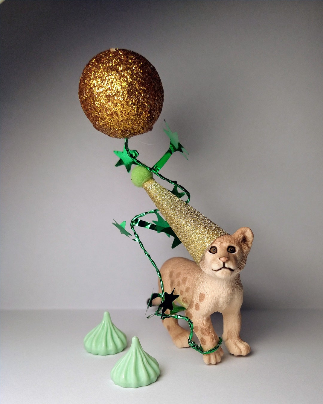 Schleich Lion Cub Cake Topper Animal, Hat Personalized Mini Flag, Add ...