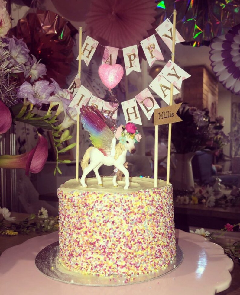 Happy Birthday Banner Cake Topper Bunting Cake Topper Cake - Etsy
