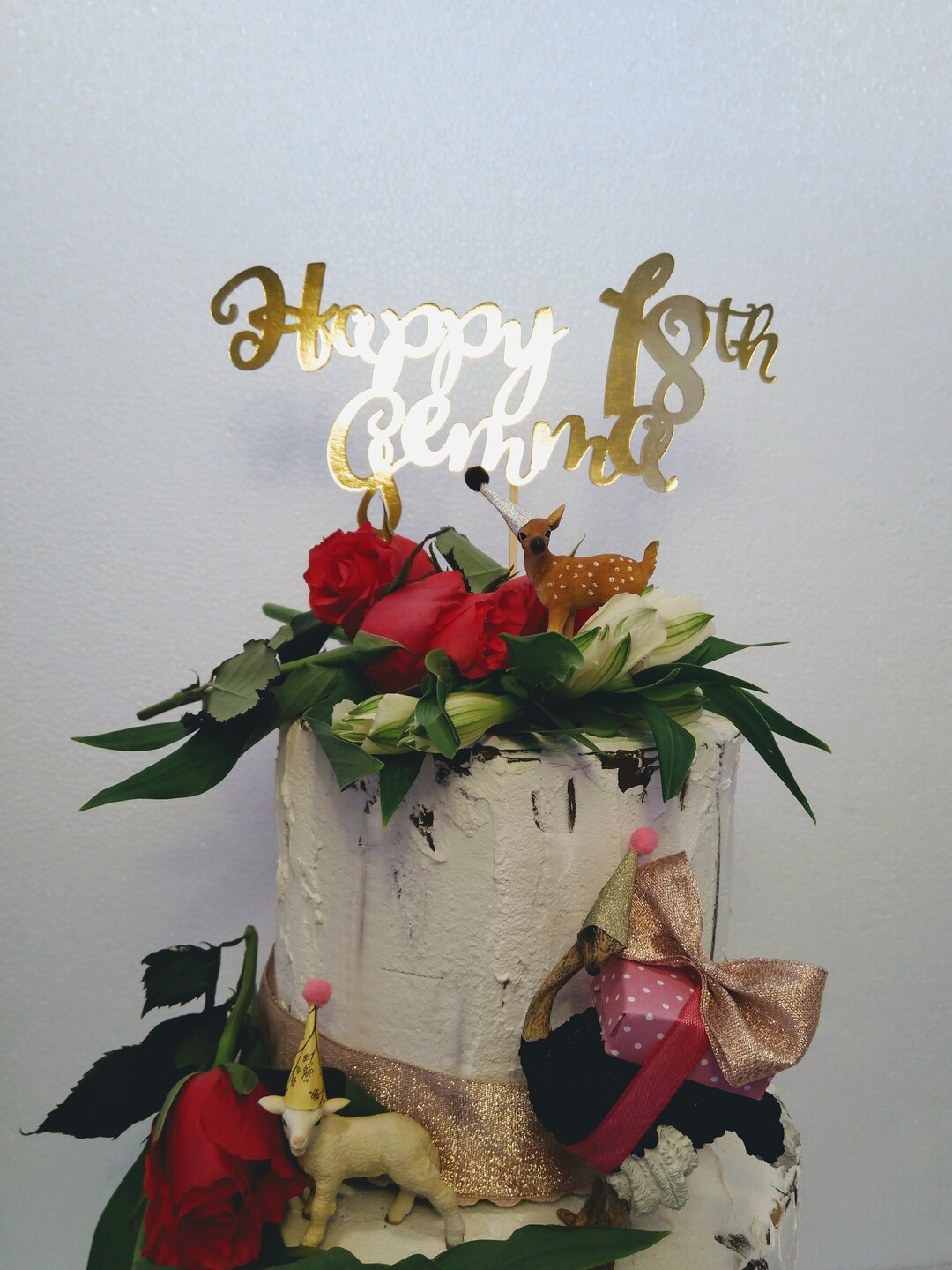 Cake Topper Personalized Mirror Card Cake Decoration Happy - Etsy