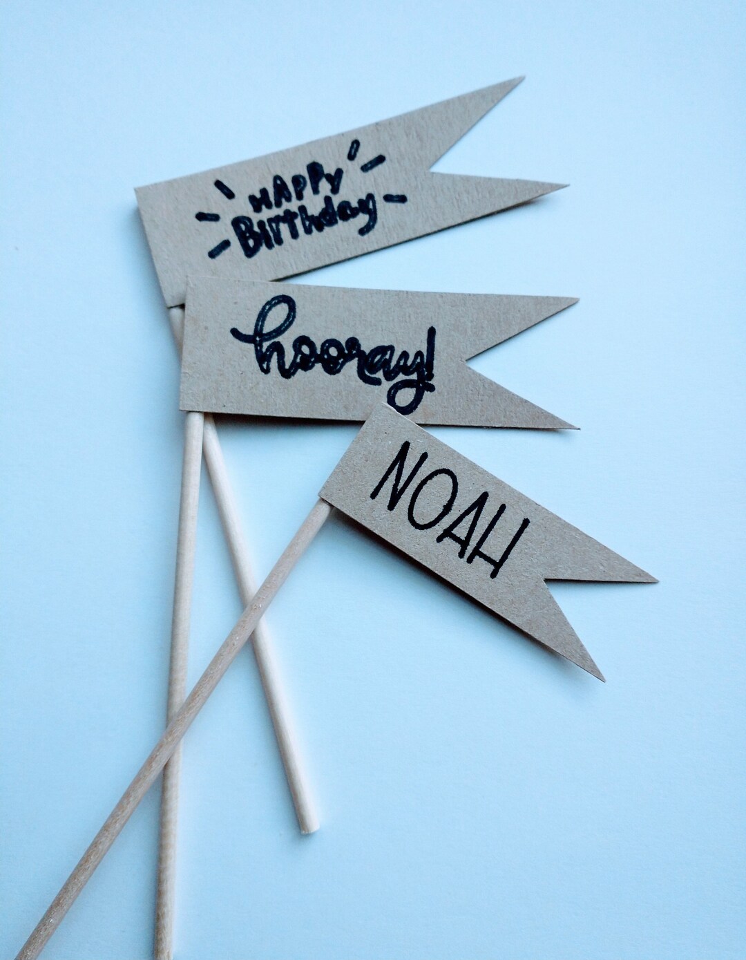 Set of Mini Kraft Flags for Your Celebration Cakes, Cake Topper, Add ...