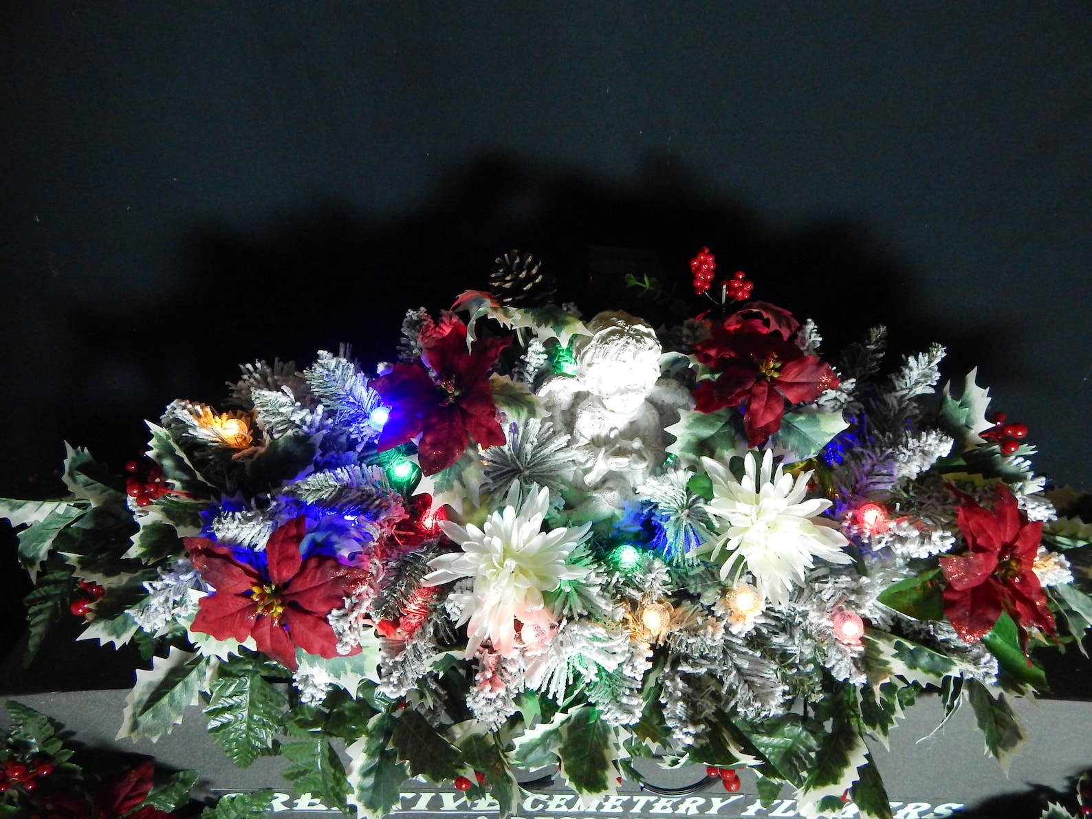 Cemetery Flower Double Headstone Saddle Crystal LED Solar | Etsy