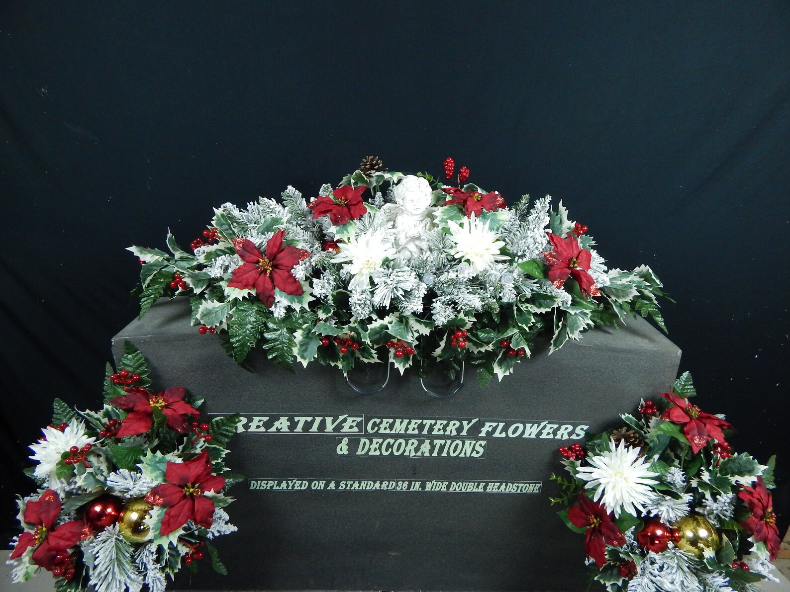 Cemetery Flower Double Headstone Saddle Crystal LED Solar - Etsy