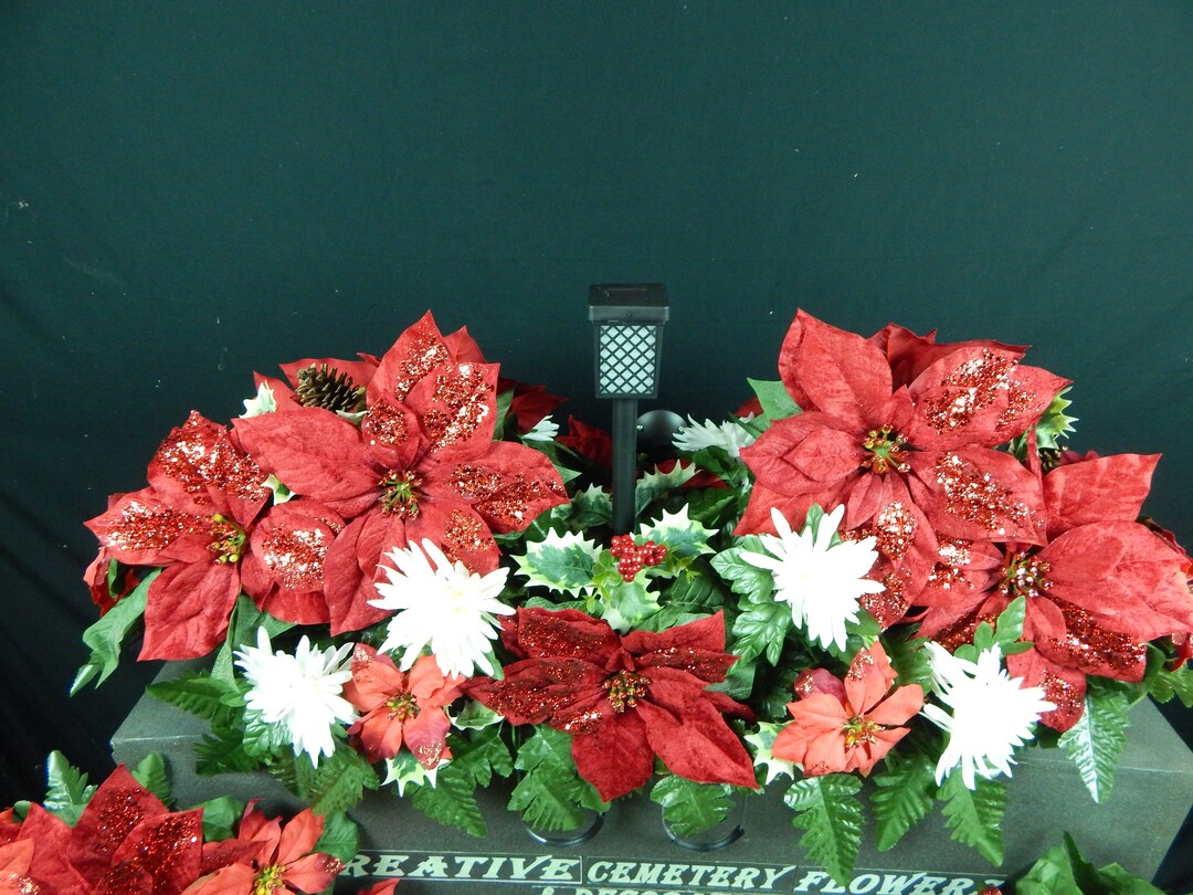 Fire Glow Solar Light Lantern Cemetery Flower Christmas Double ...