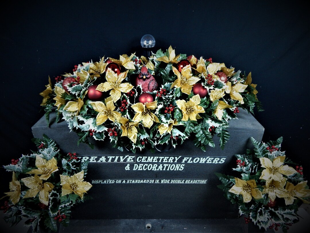 Mini Ball Solar Light Cemetery Flower Double or Regular Headstone ...