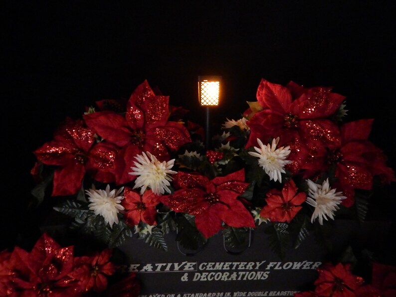 Fire Glow Solar Light Lantern Cemetery Flower Christmas Double - Etsy