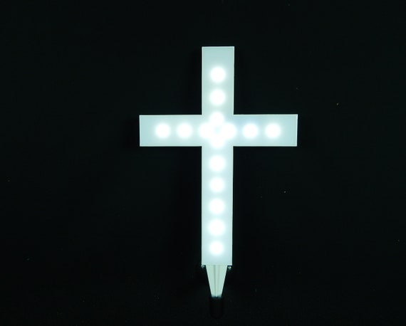 14 Inch LED Solar Light Cross With Spike-memorial - Etsy