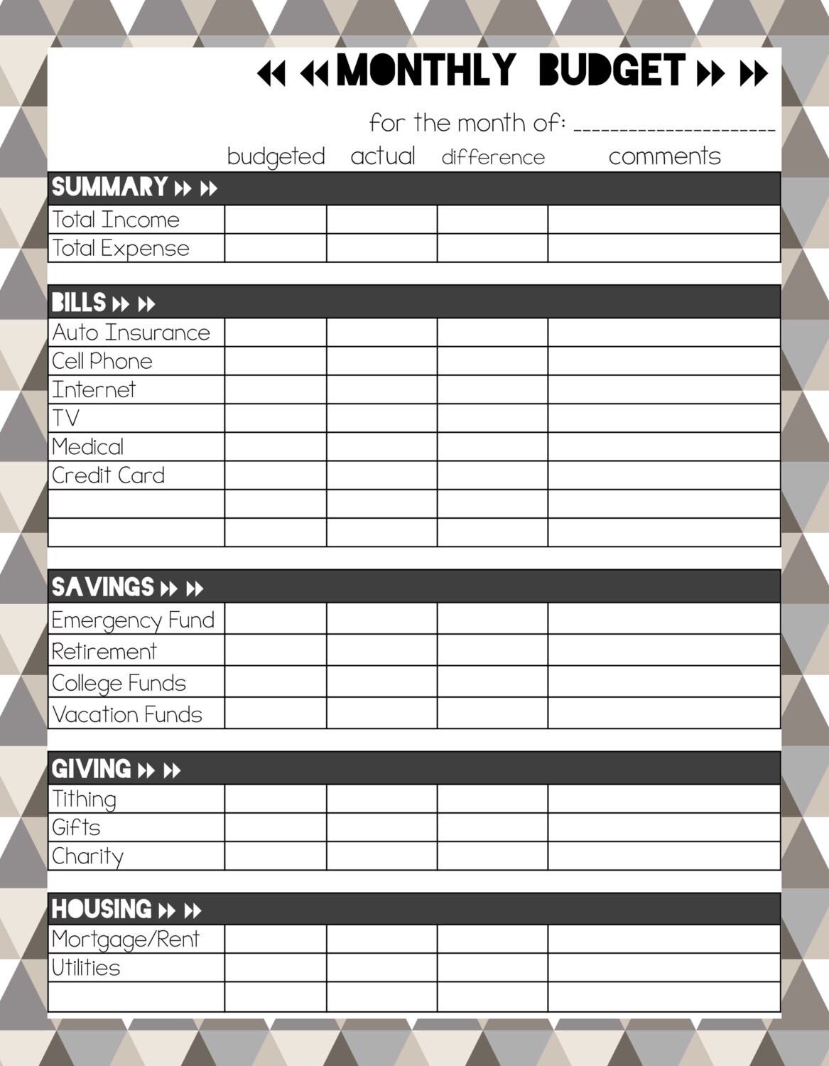 Monthly Budget / Financial Planner - Etsy