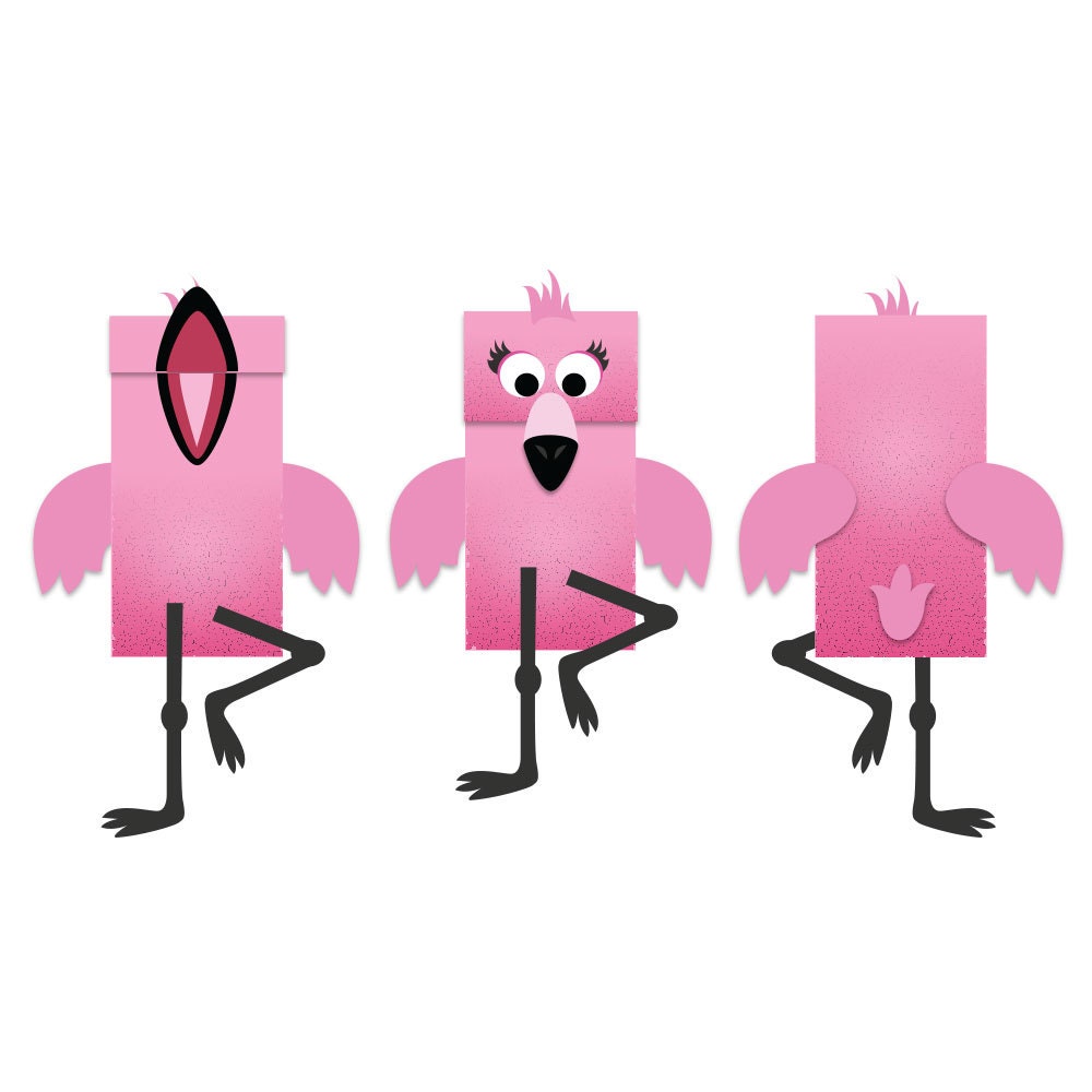 Pink Flamingo Paper Bag Puppet Printable PDF Kid's - Etsy Canada