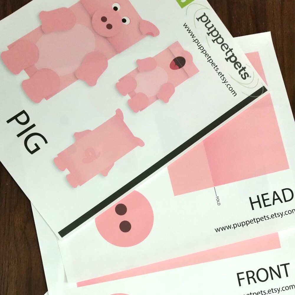 Pig Paper Bag Puppet - FULL COLOR - Downloadable PDF Kid's Craft - Etsy ...