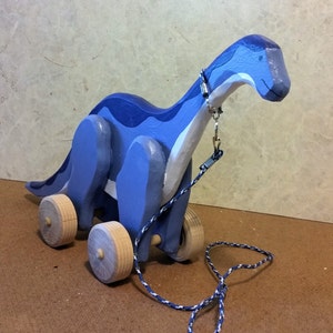 Large Wooden Bronto Rolling Toy With Optional Pull String for Toddlers ...