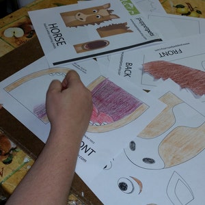 Horse Paper Bag Puppet - BLANK Coloring Version - Downloadable PDF Kid ...