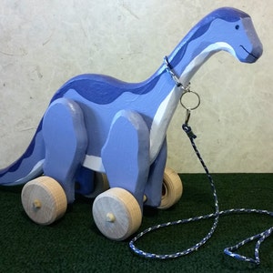 Large Wooden Bronto Rolling Toy With Optional Pull String for Toddlers ...