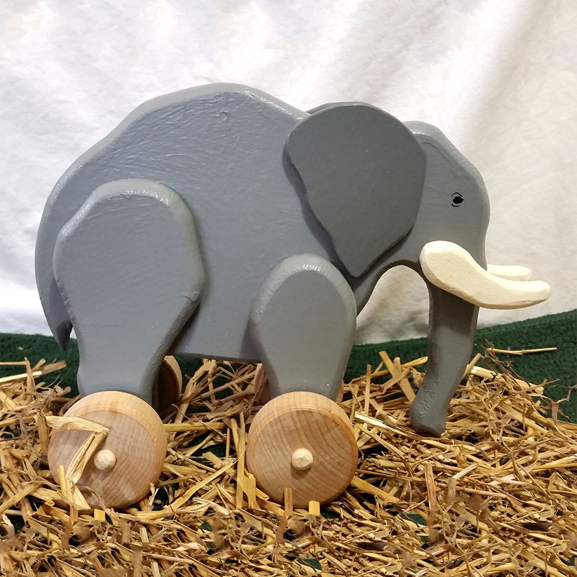 Large Wooden Elephant Rolling Toy With Optional Pull String - Etsy