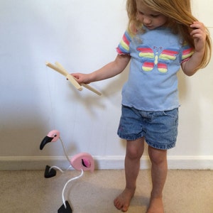 Pink Flamingo Marionette - Wooden Toy Puppet - Spring Bird - Etsy