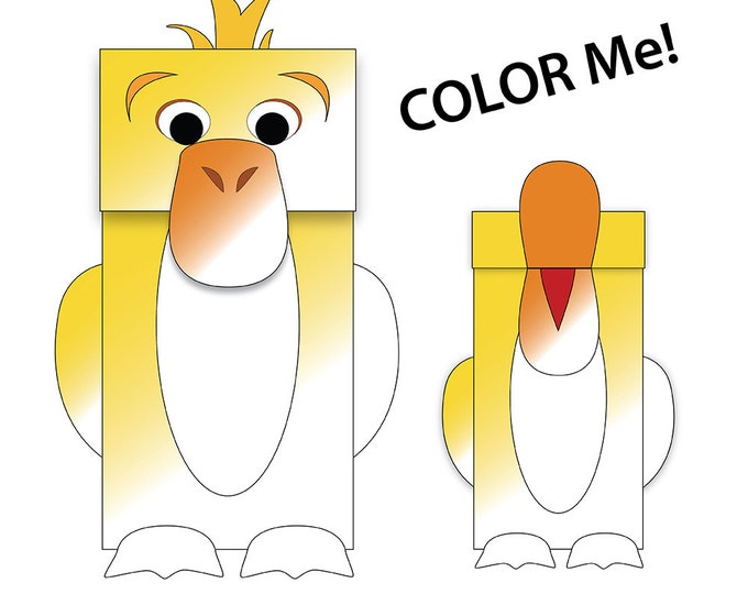 Duck Paper Bag Puppet BLANK Coloring Version Downloadable PDF Kid's ...