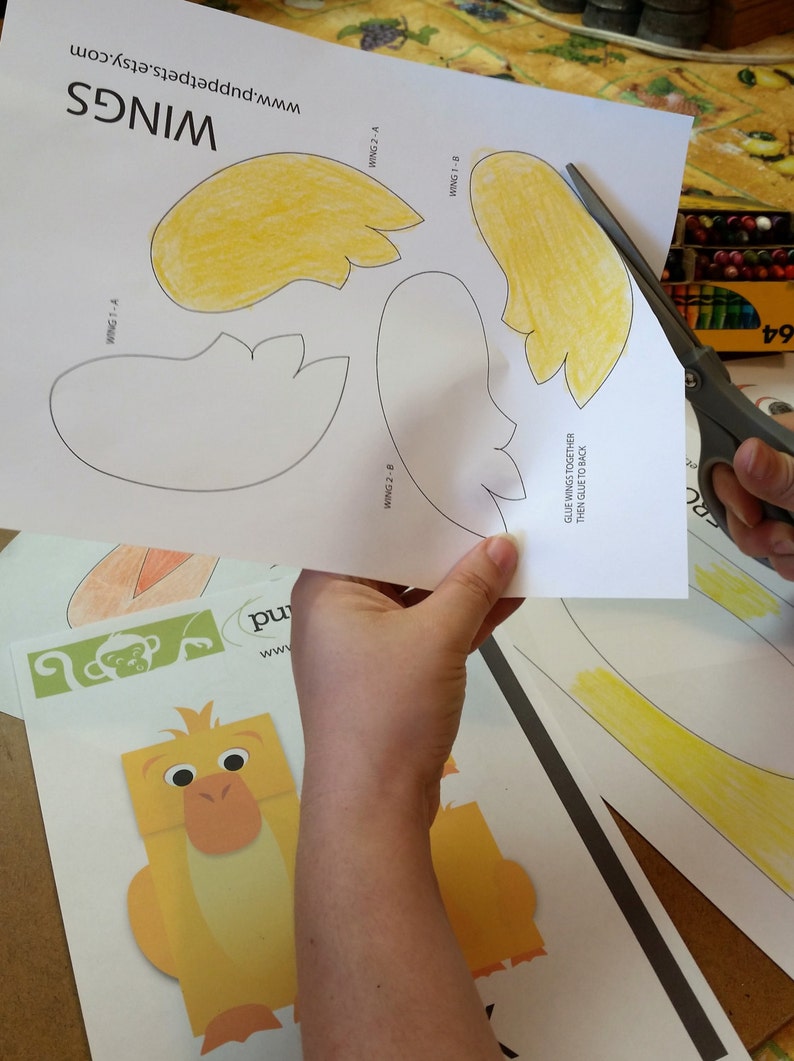 Duck Paper Bag Puppet - BLANK Coloring Version - Downloadable PDF Kid's ...