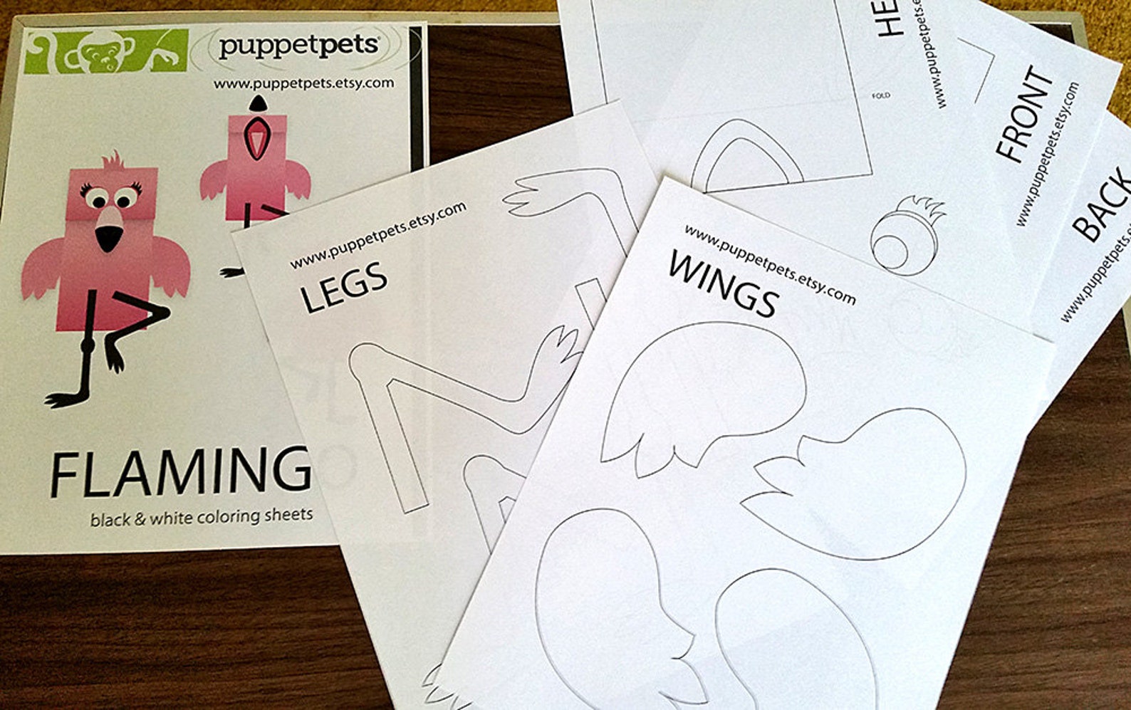 Flamingo Paper Bag Puppet - Black & White for Coloring - Downloadable ...