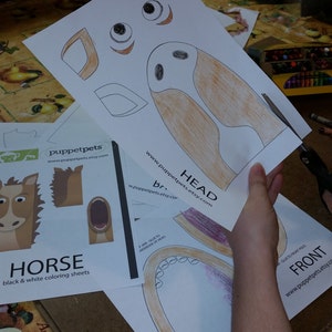 Horse Paper Bag Puppet - BLANK Coloring Version - Downloadable PDF Kid ...