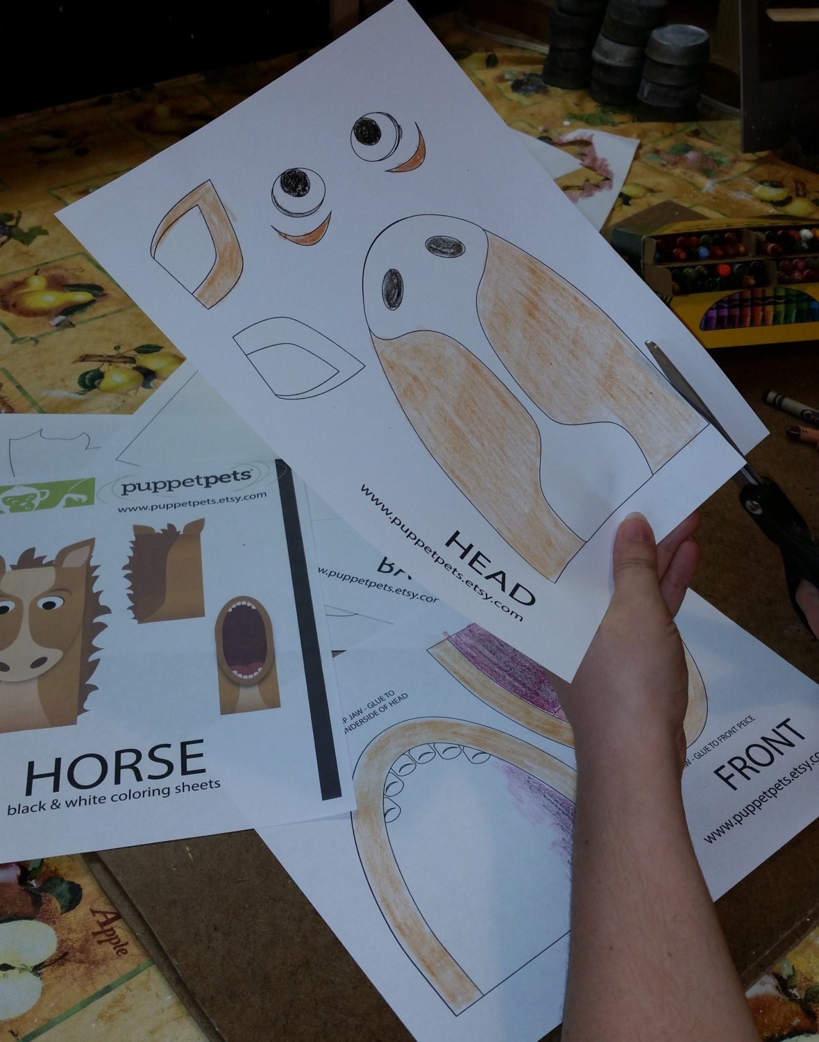 Horse Paper Bag Puppet BLANK Coloring Version Downloadable | Etsy