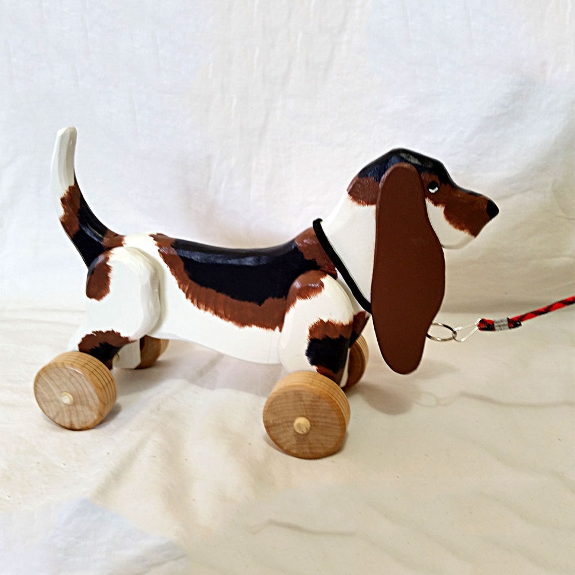 Large Wooden Basset Hound Rolling Toy With Optional Pull - Etsy