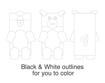 Elephant Paper Bag Puppet BLANK Coloring Version | Etsy