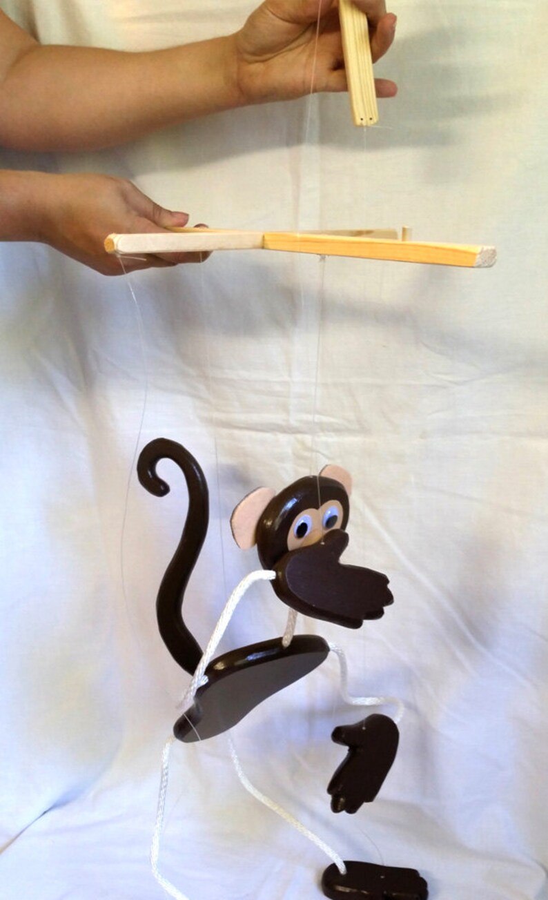 Wooden Monkey Marionette - Puppet Pets Jungle Animal - Etsy