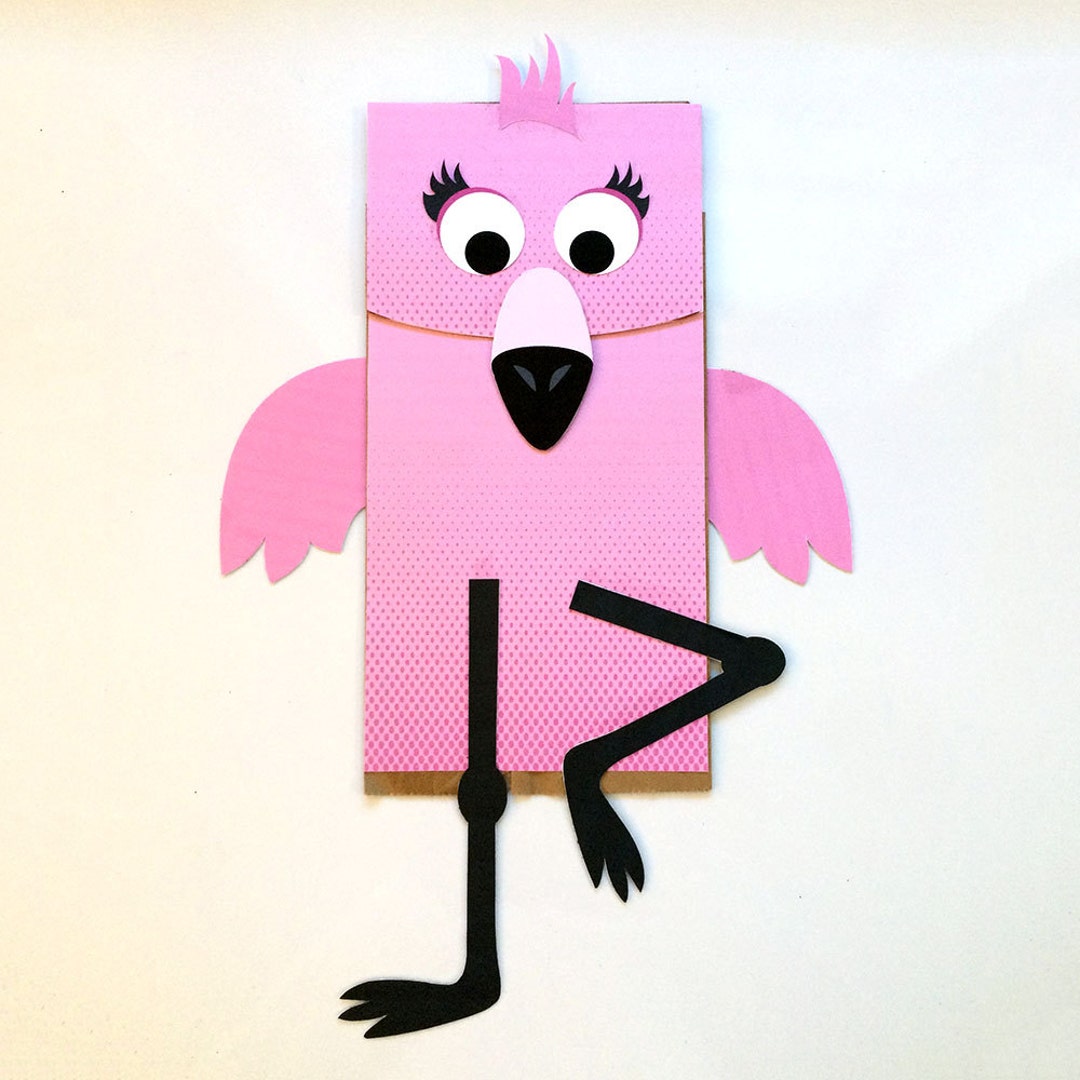 Pink Flamingo Paper Bag Puppet - Printable PDF - Kid's Craft - Etsy