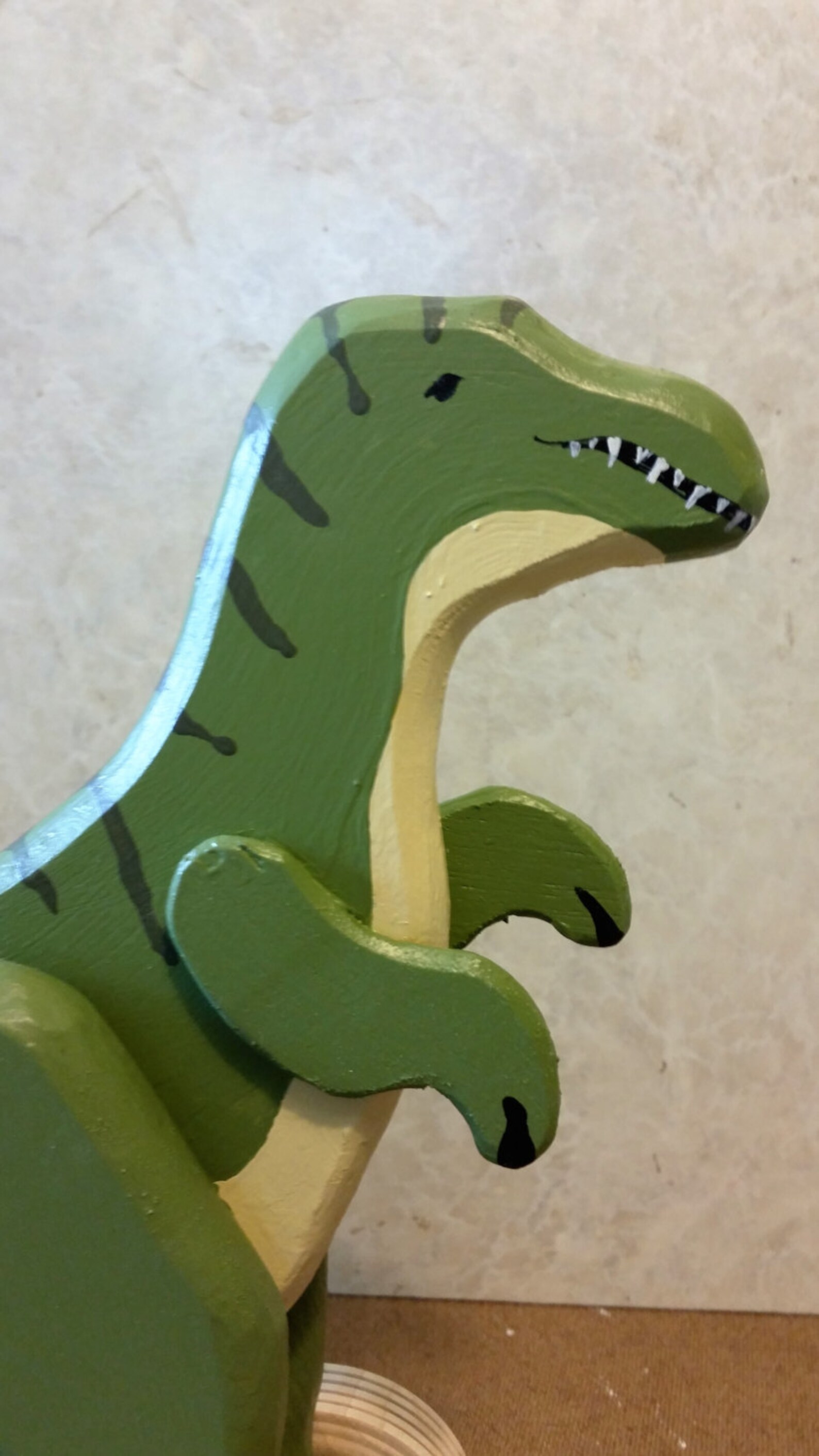 Large Wooden T-rex Dinosaur Rolling Toy With Optional Pull String for ...