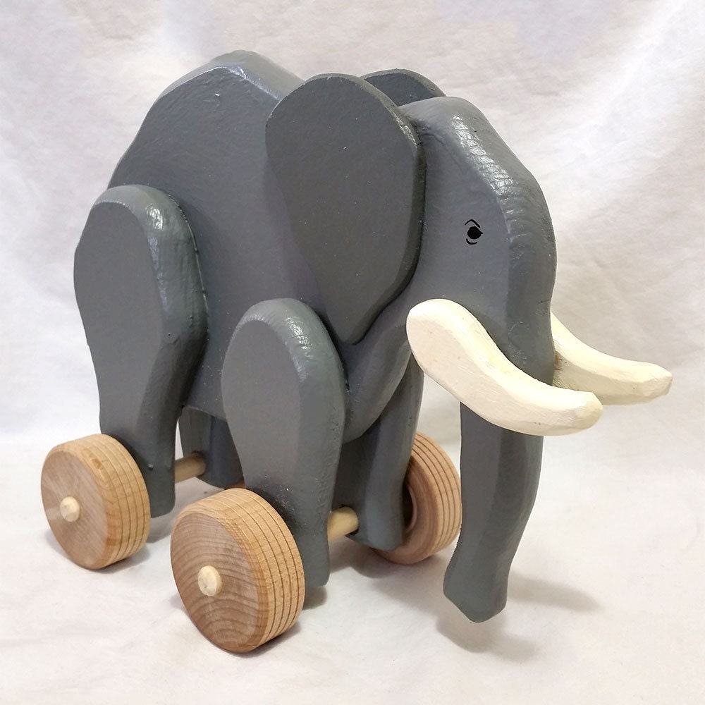 Large Wooden Elephant Rolling Toy With Optional Pull String - Etsy