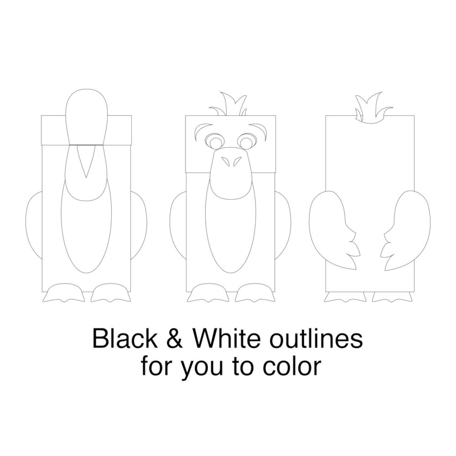 Duck Paper Bag Puppet - BLANK Coloring Version - Downloadable PDF Kid's ...