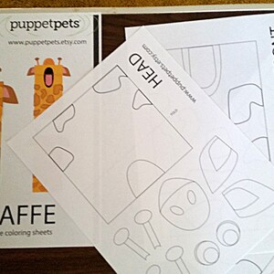 Giraffe Paper Bag Puppet - Black & White for Coloring - Printable Kid's ...