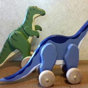 Large Wooden Bronto Rolling Toy With Optional Pull String for Toddlers ...