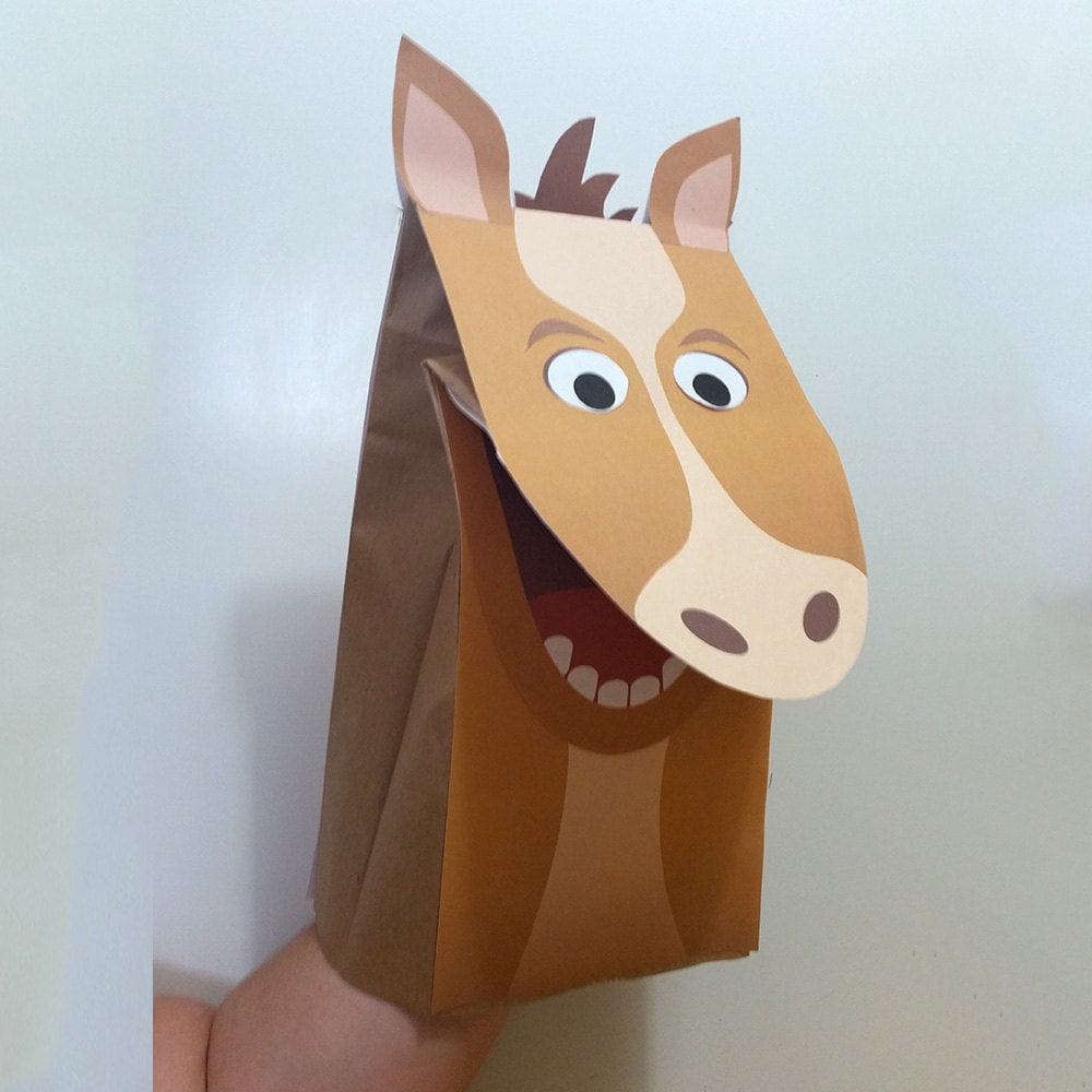 Horse Paper Bag Puppet - FULL COLOR - Downloadable PDF - Kid's Craft ...