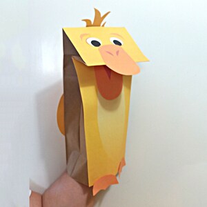 Duck Paper Bag Puppet - BLANK Coloring Version - Downloadable PDF Kid's ...