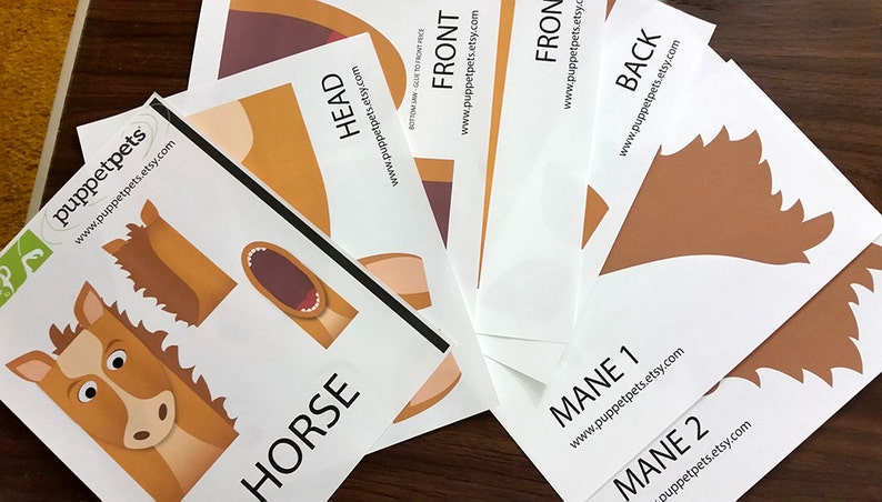 Horse Paper Bag Puppet - FULL COLOR - Downloadable PDF - Kid's Craft - Etsy