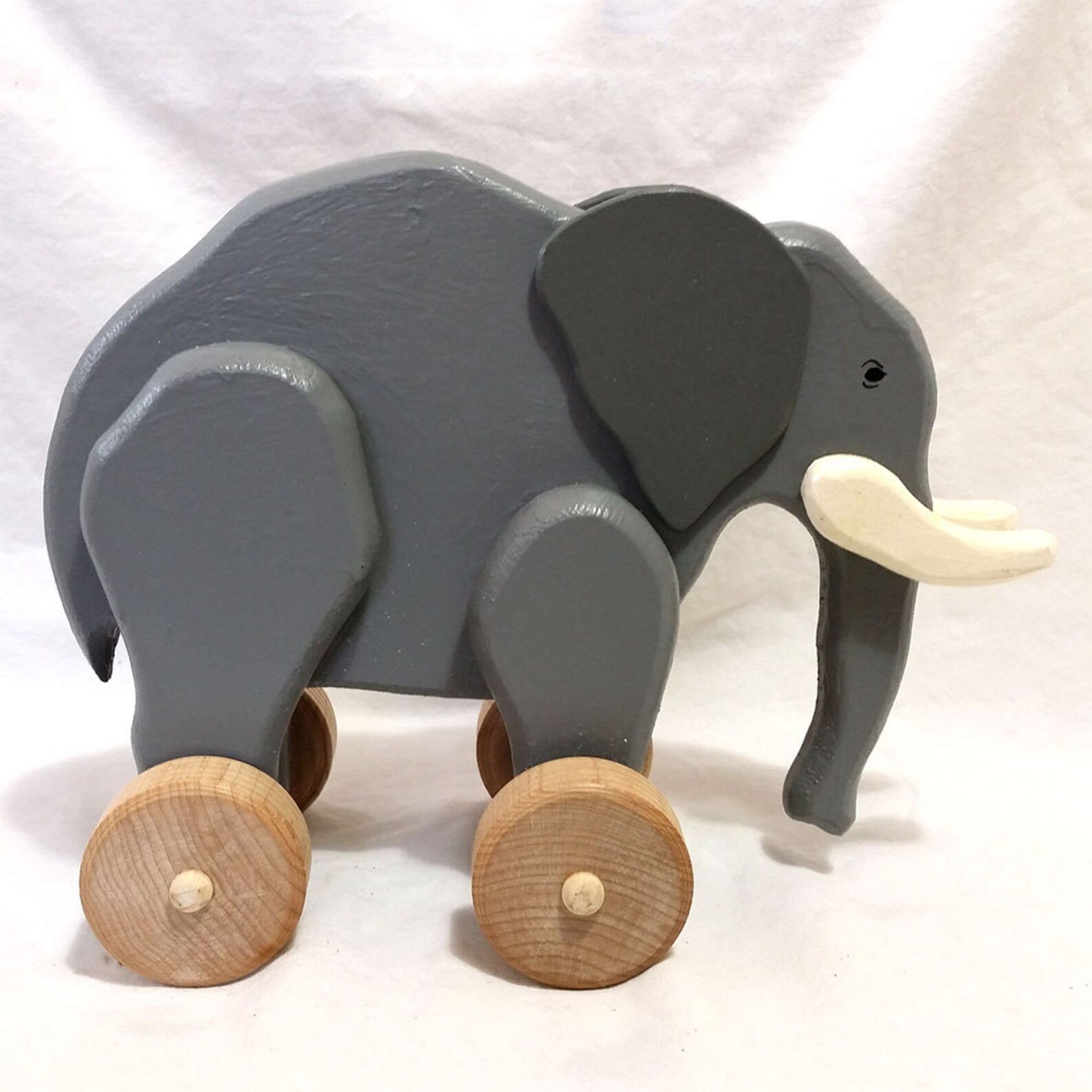 Large Wooden Elephant Rolling Toy With Optional Pull String - Etsy