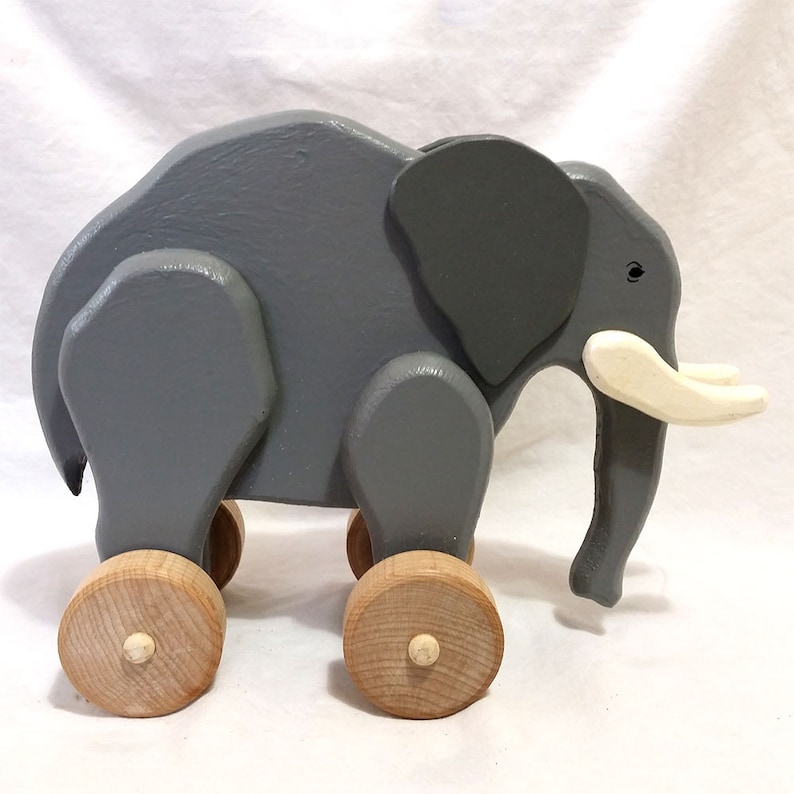 Large Wooden Elephant Rolling Toy With Optional Pull String - Etsy