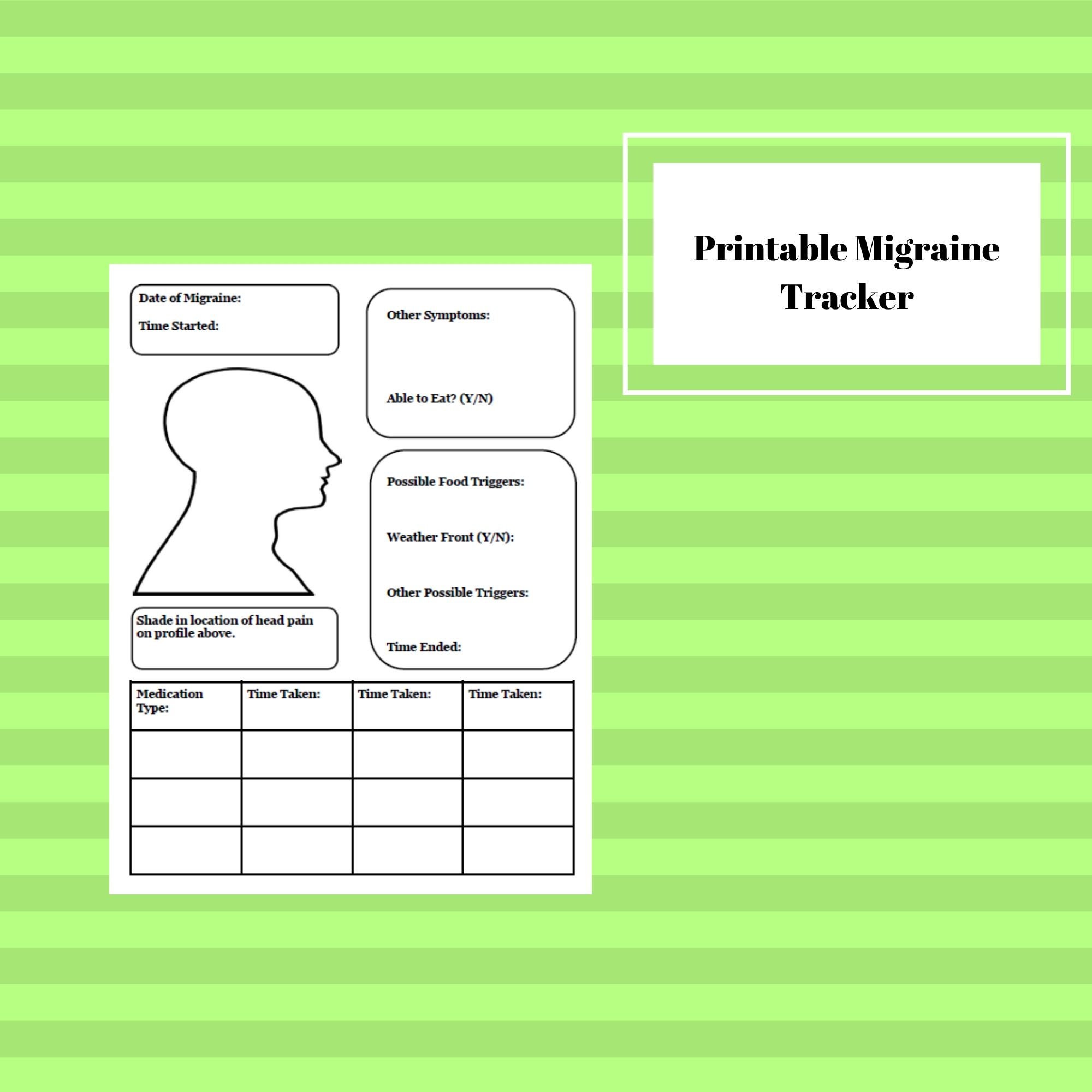 Printable Migraine Tracker - Etsy