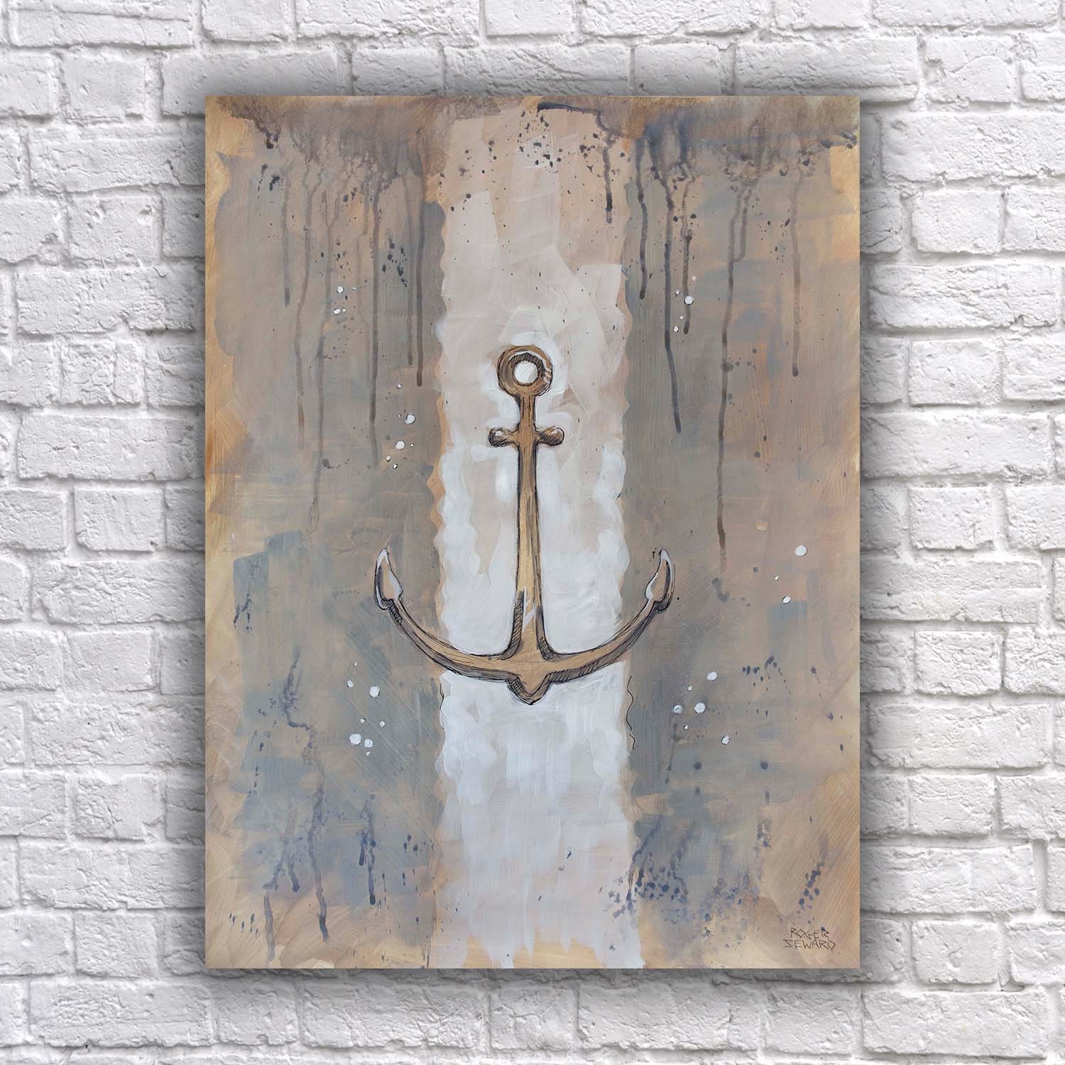 Anchor Pen and Ink Original Art 18 X 24 Ocean Boat Nautical Theme Wall ...