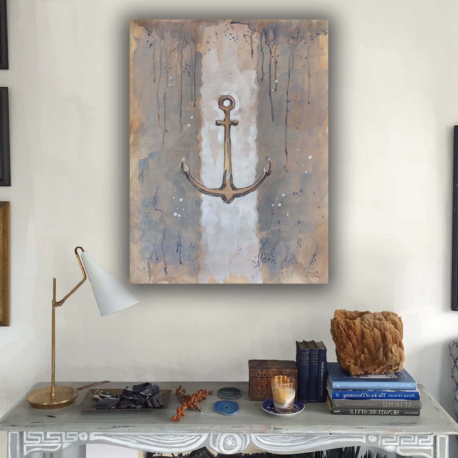 Anchor Pen and Ink Original Art 18 X 24 Ocean Boat Nautical Theme Wall ...