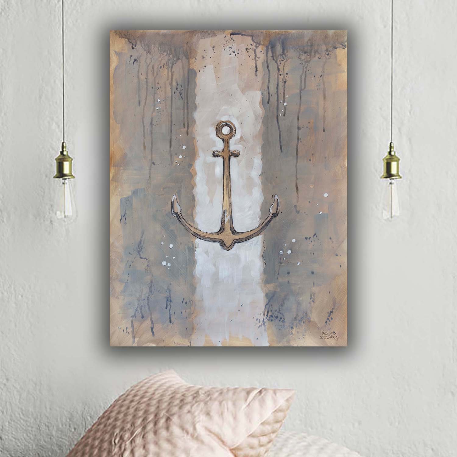 Anchor Pen and Ink Original Art 18 X 24 Ocean Boat Nautical Theme Wall ...