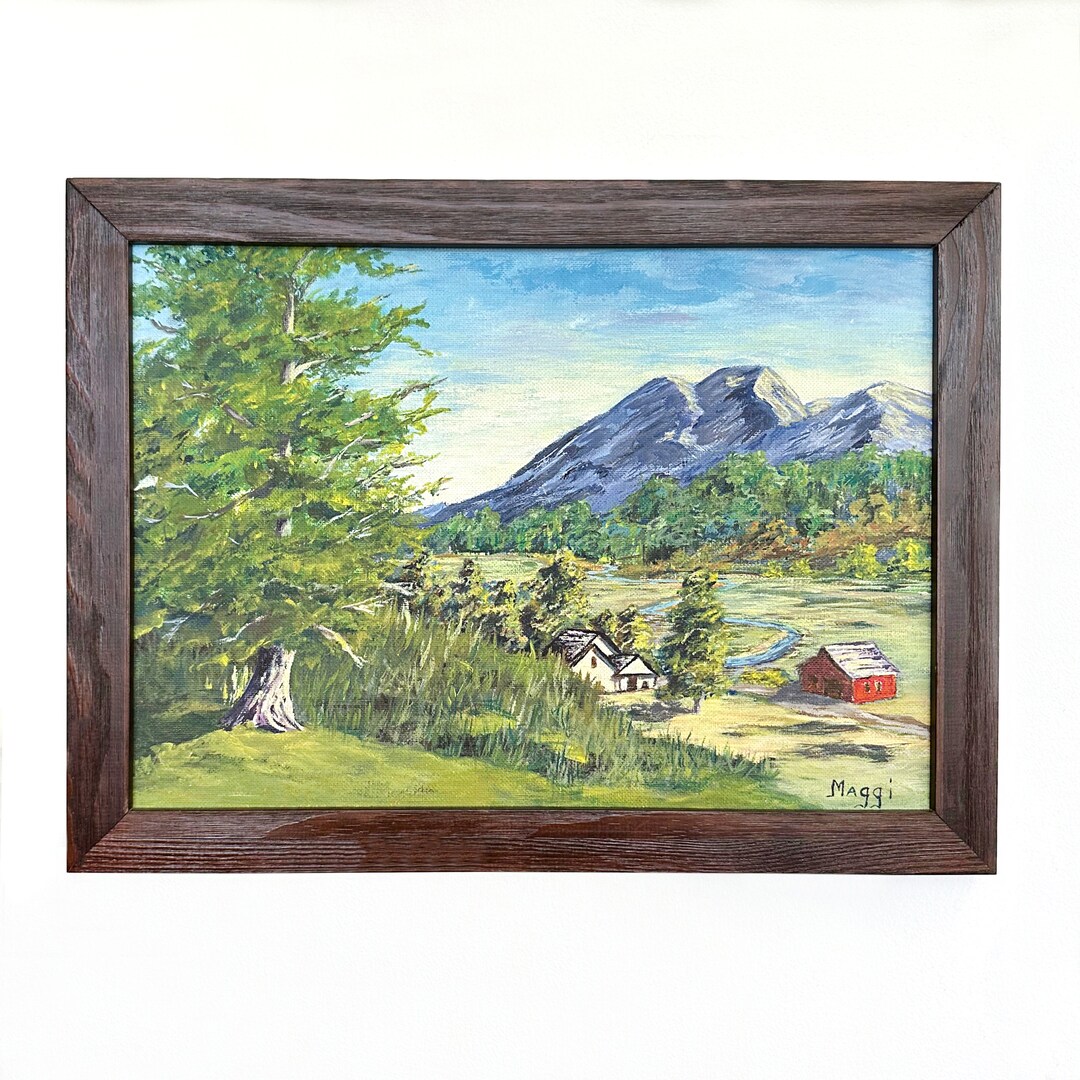 Vintage Farmhouse Oil Painting in Hand-made Frame by Artist Maggi - Etsy