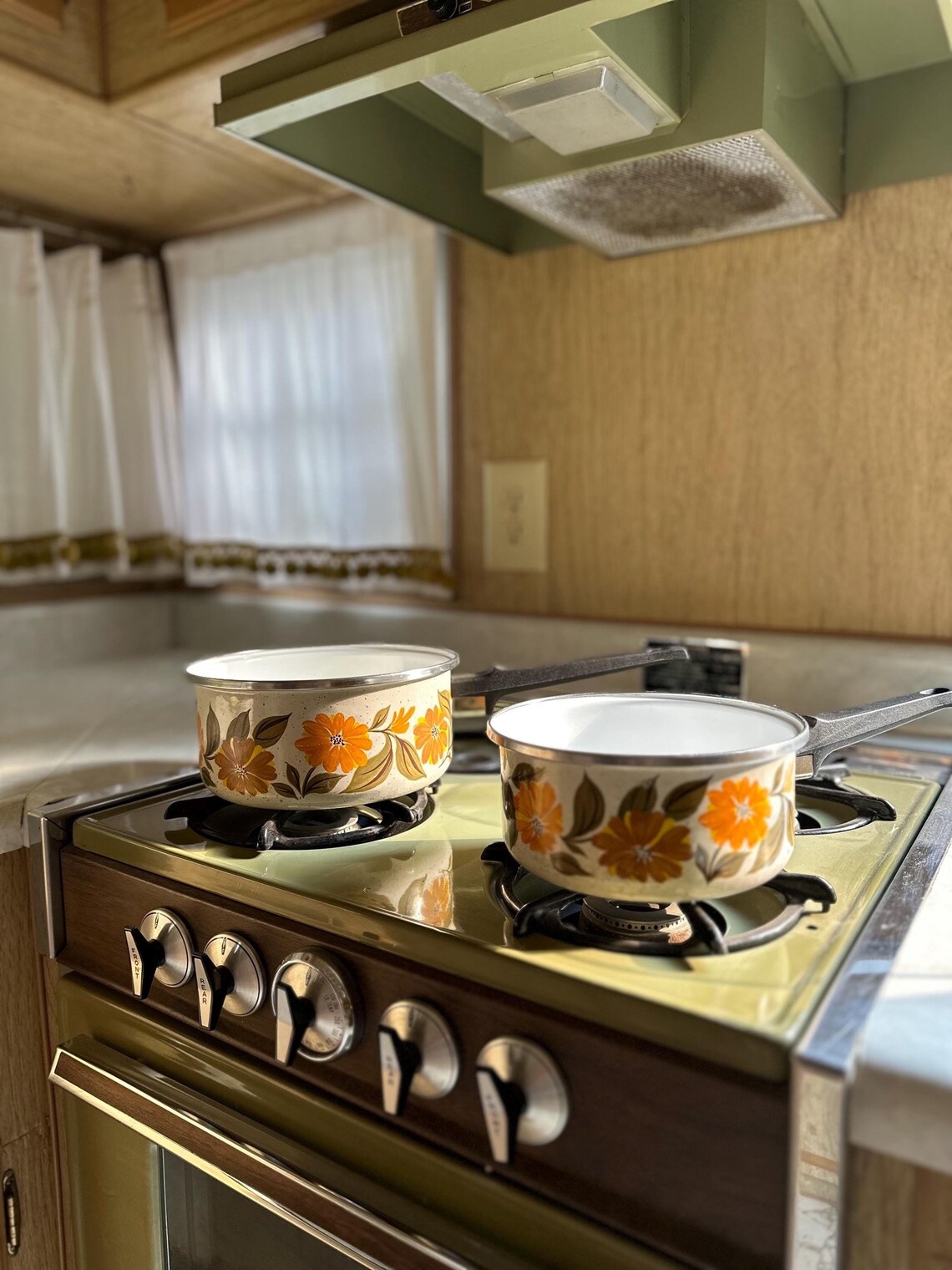 Vintage JMP Capri Cookware Set, Enamel Orange Floral 1970s, Handled ...