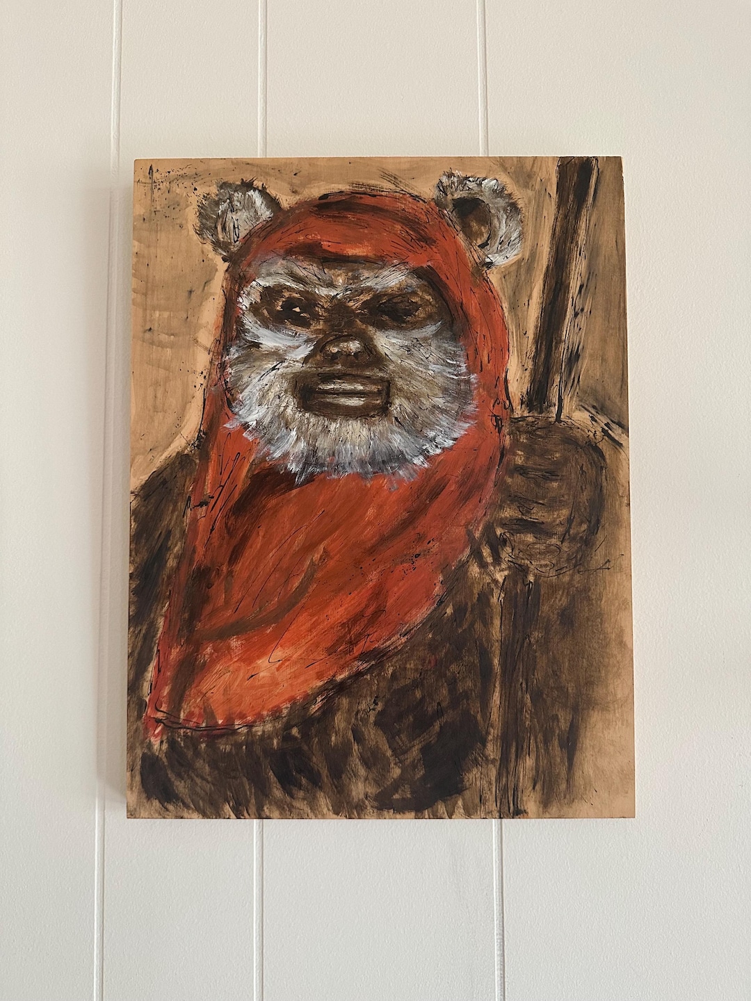 Star Wars Ewok Original Acrylic Painting on Wood - Ewok Leader Chief ...