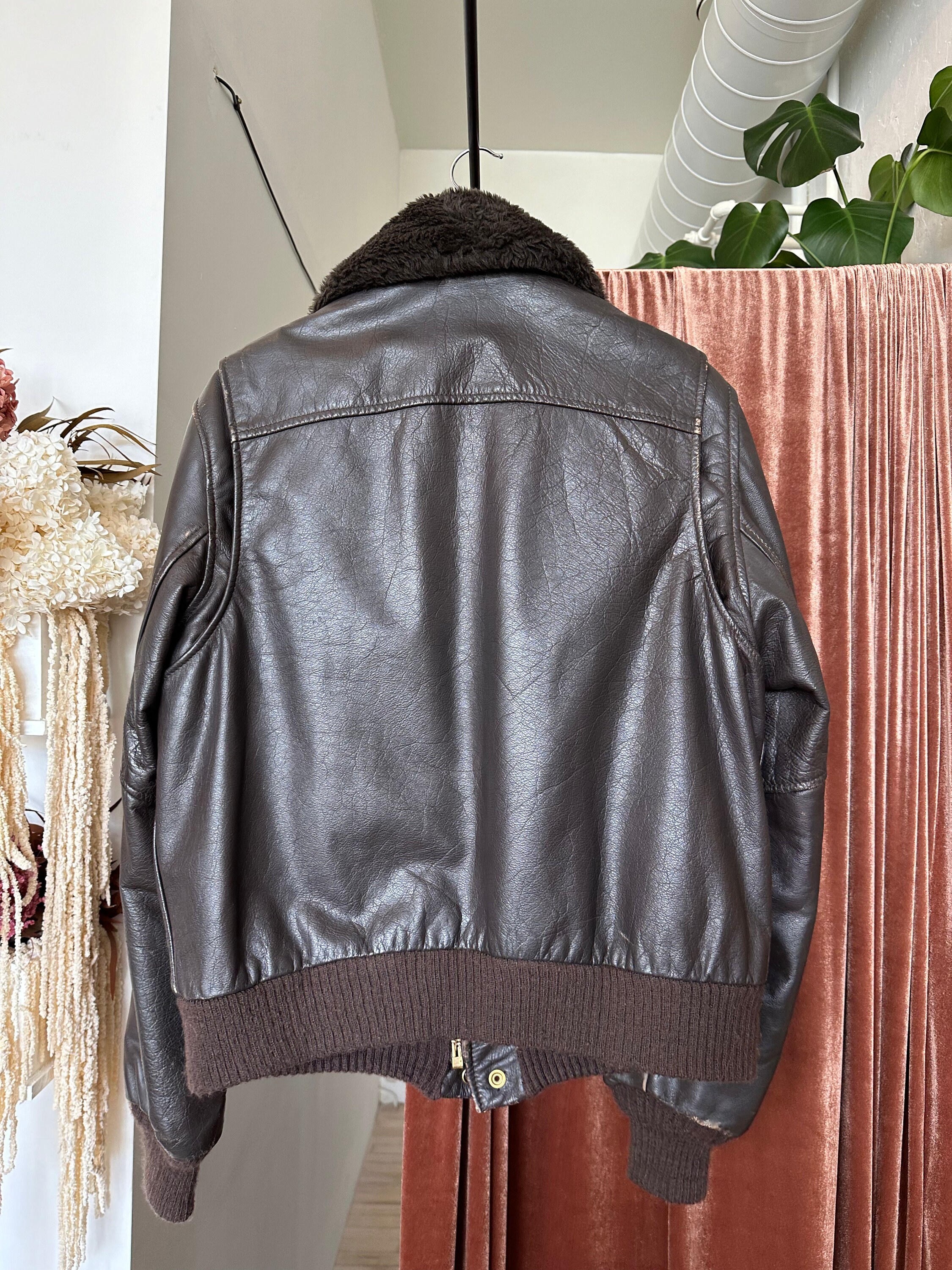 BRANDED GARMENTS WW11 Leather Bomber Flight Jacket Talon Zipper ...